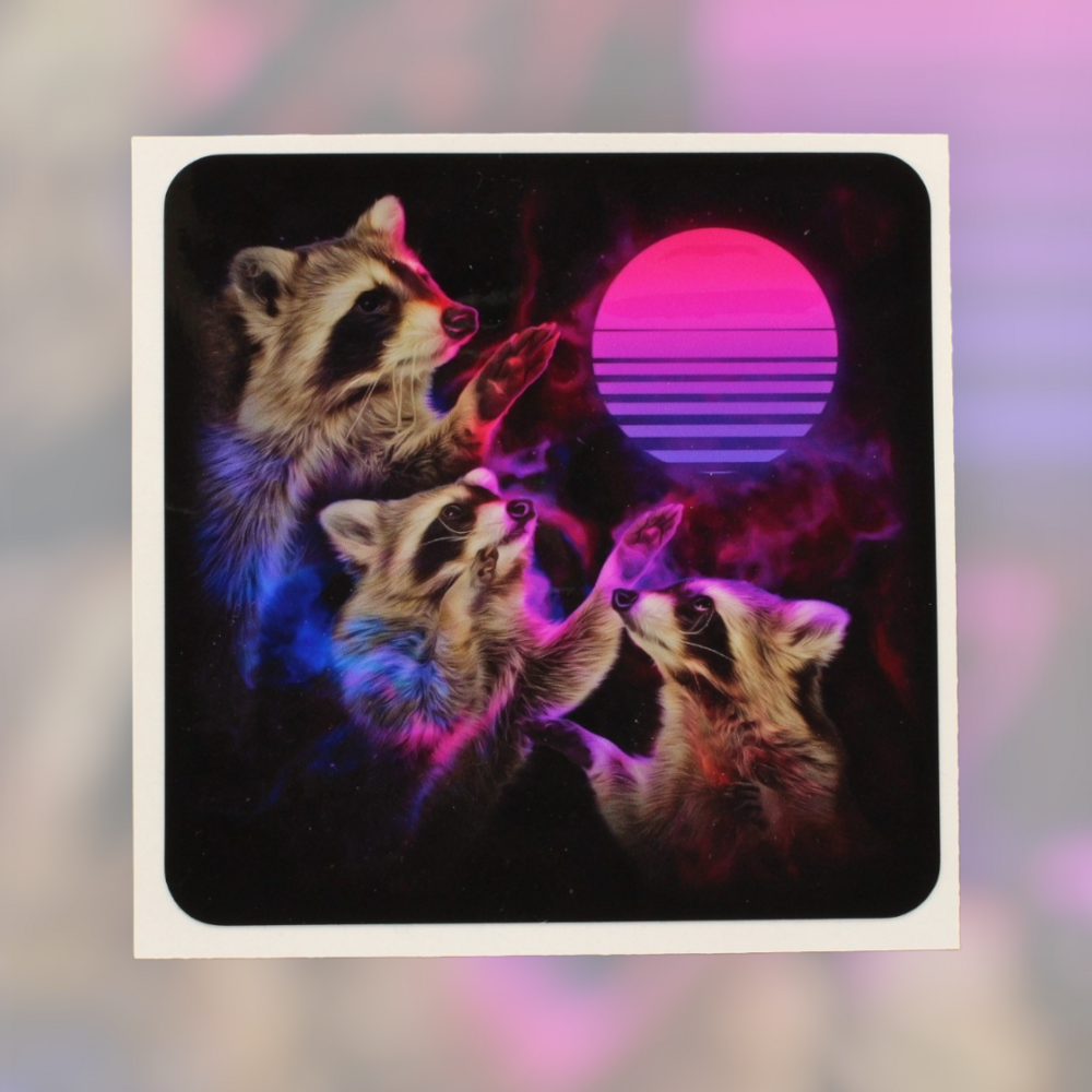 Three Raccoon Moon Sticker | Firestorm Books